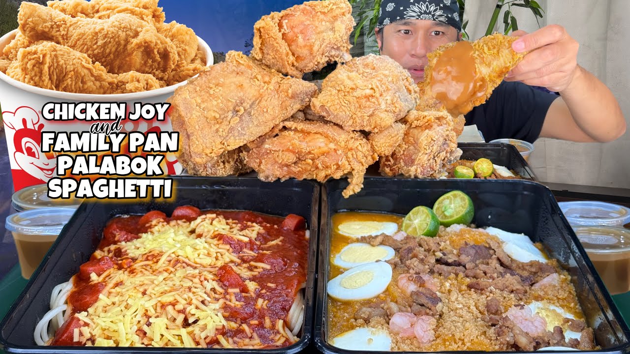 Crispy Chicken Joy, Family Pan Spaghetti & Palabok Mukbang Eating Show ...