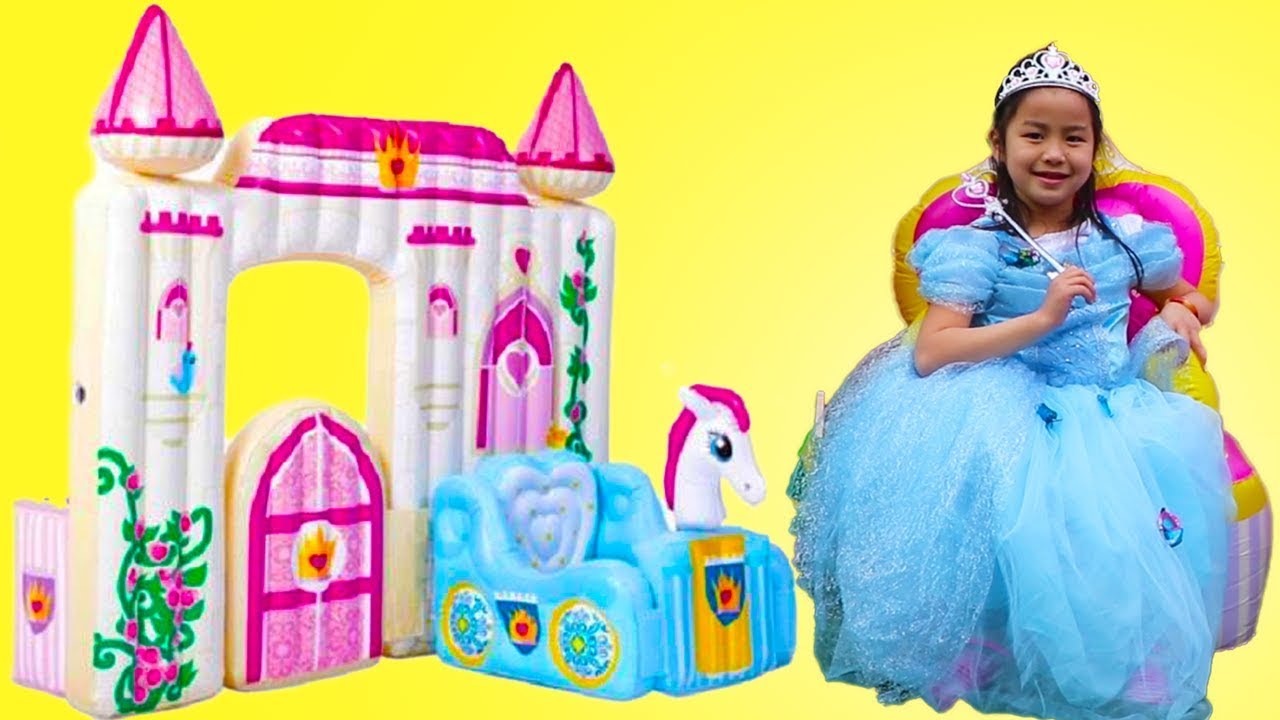 Jannie Pretend Play with Inflatable Princess Castle Toy - YouTube