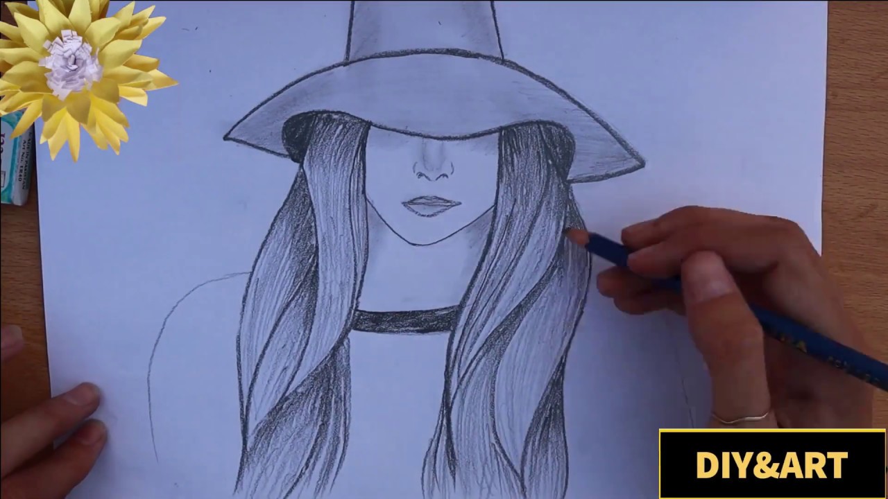 Draw Cute Girl With Hat / How To Draw Beautiful Girl with Hat/ Farjana ...