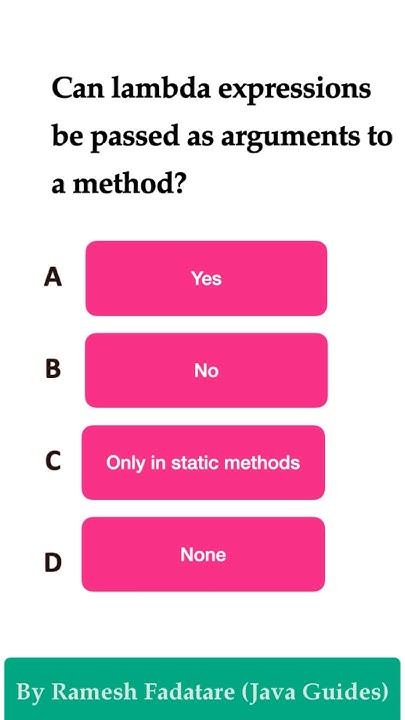 Java Quiz 56 - Can lambda expressions be passed as arguments to a method? #java #quiz #javamcq ...