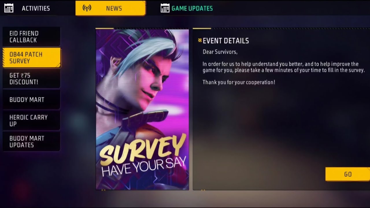 OB 44 PATCH SURVEY | FF NEWS #video #garenafreefire #battleroyale # ...