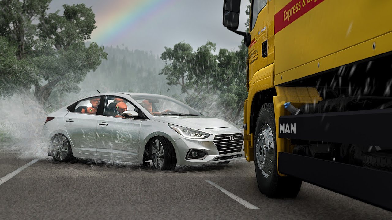 Realistic Hydroplane and Icy Crashes #06 | BeamNG.drive - YouTube