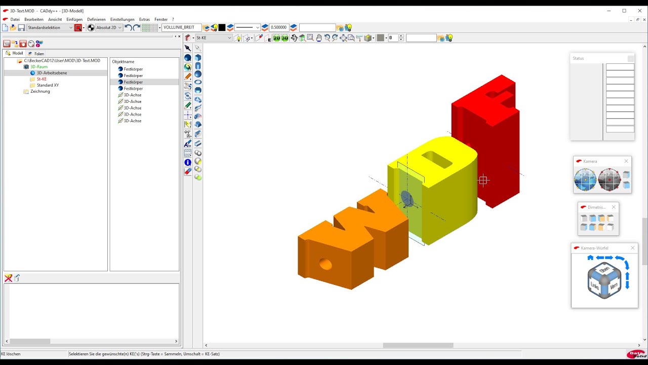 BeckerCAD 3D Pro: 3D-Text aus Windows-Schriftart erzeugen - YouTube
