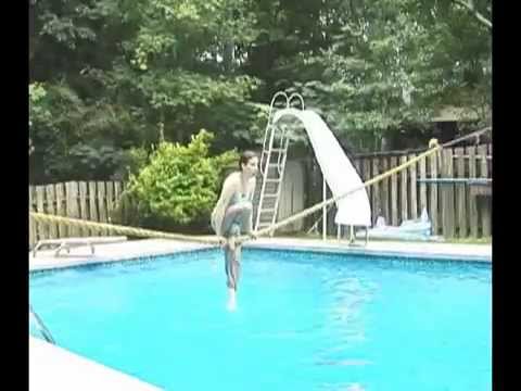 Slackline Over Pool - YouTube