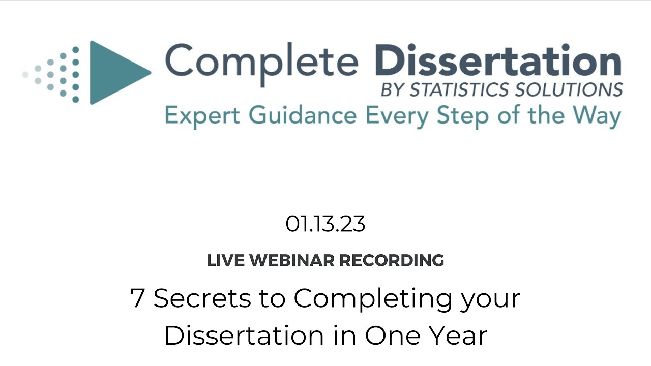 7 Secrets to Completing your Dissertation in One Year - YouTube