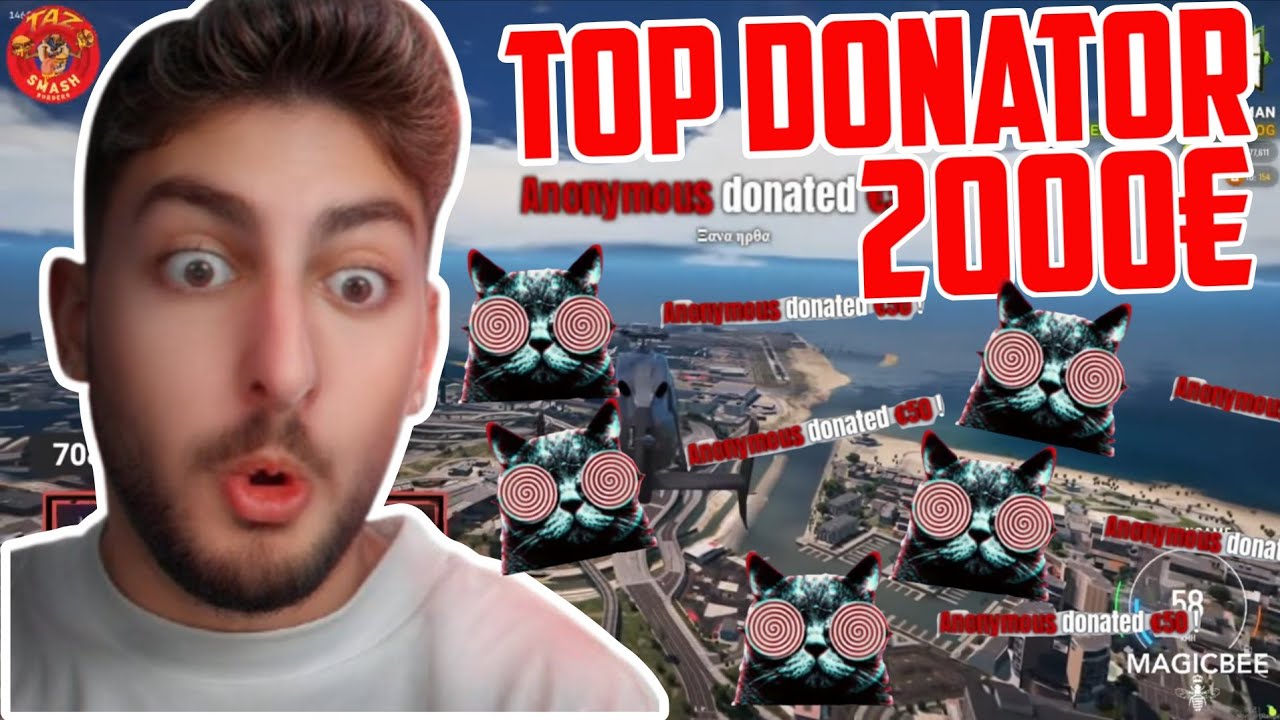 Επέτρεψε ο TOP DONATOR στο live και μου έκανε 2000€ !!!! 🤑🤑😱😱 - YouTube