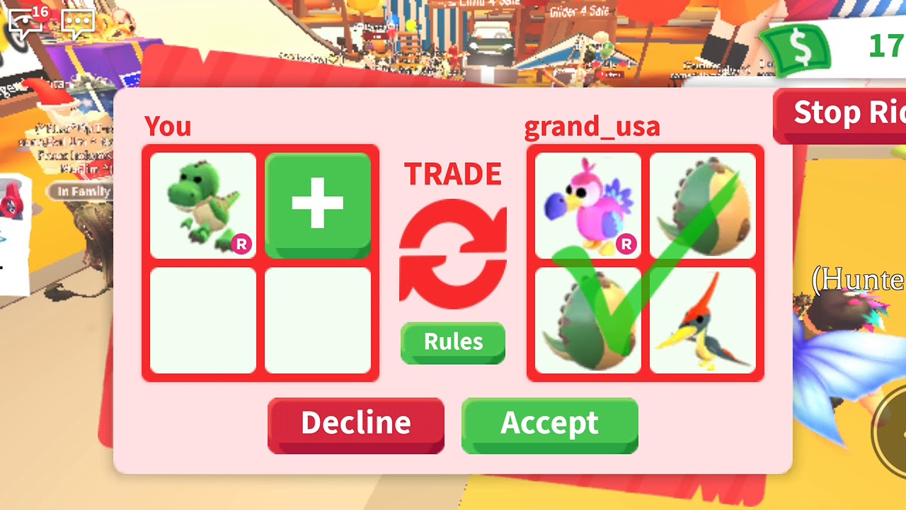 what people trade for ride t Rex adopt me roblox - YouTube