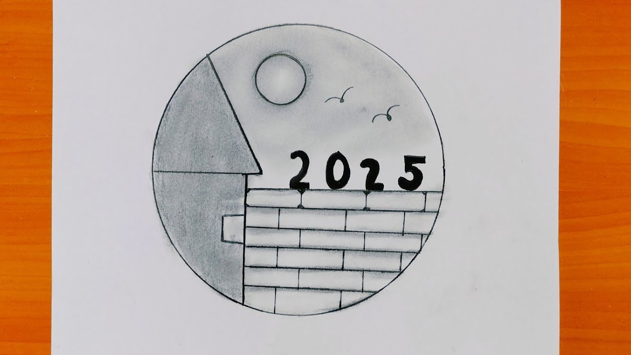 Happy New Year Drawing / 2025 Easy Drawing Circle Drawing New Year ...