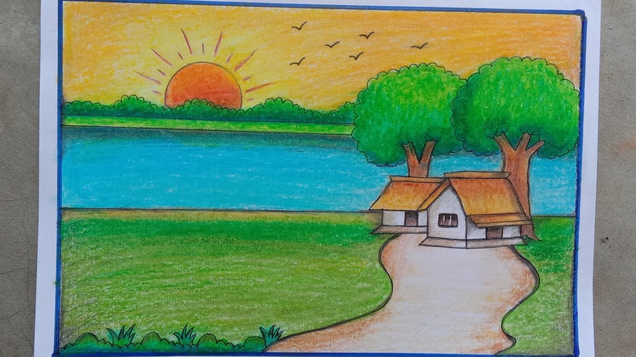 landscape drawing easily// how to draw scenary - YouTube