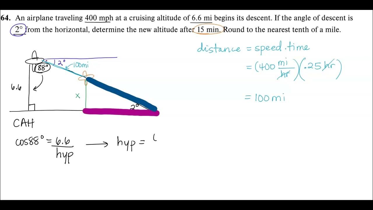 Right Triangle Trigonometry (Airplane descent) - YouTube