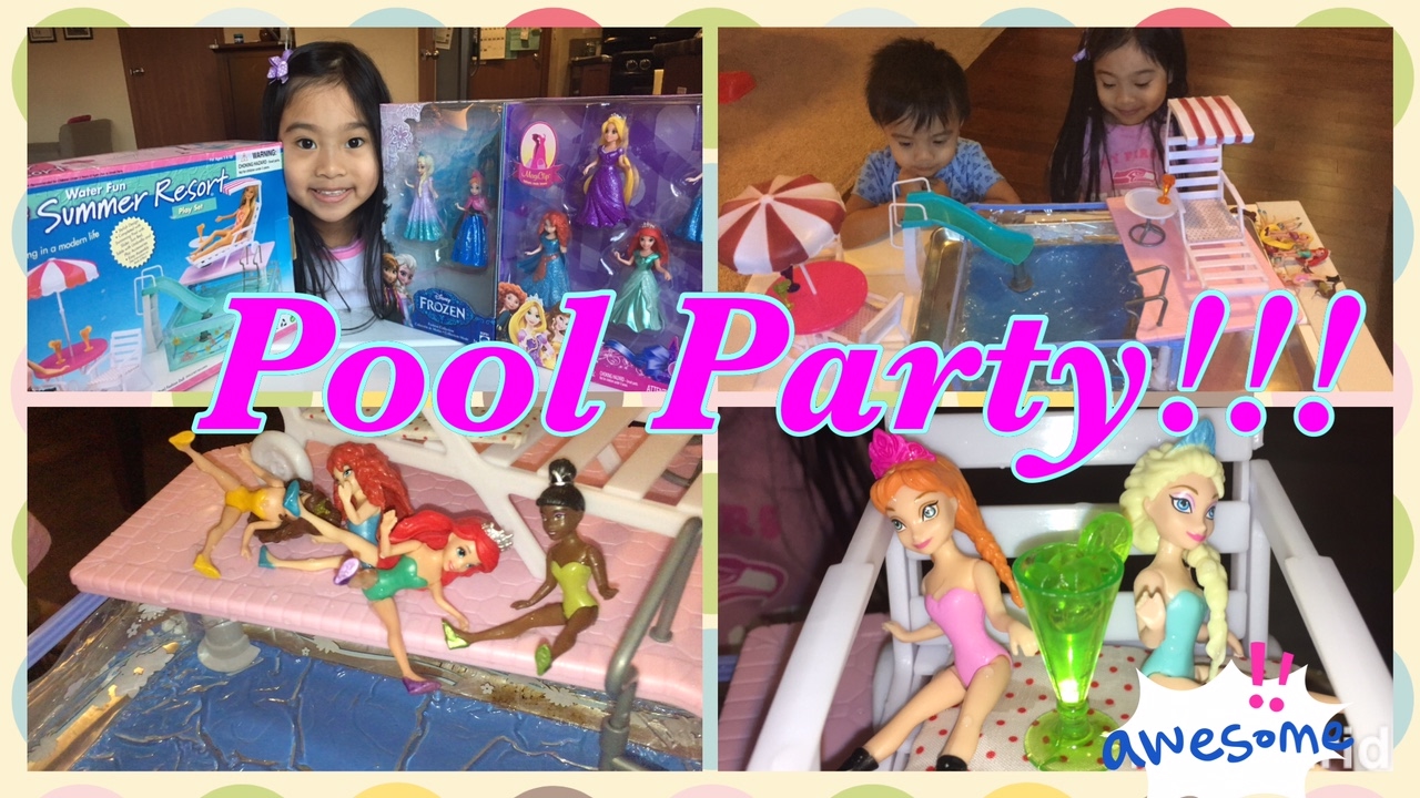 Disney Princess Magic Clip Dolls have a POOL PARTY!!! with Queen Elsa ...