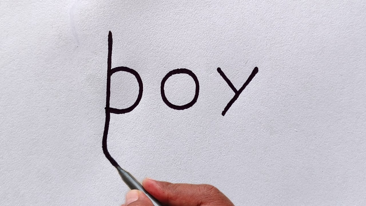 How to draw boy turn word into boy | easy boy drawing for beginners ...