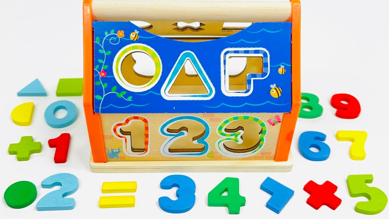 Learn Shapes and Numbers with Wooden House Educational Toys | Preschool ...