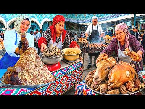 $1 UZBEKISTAN EARLY MORNING BREAKFAST MARKET OPEN AT 5 AM | ULTIMATE UZBEK STREET FOOD EXPERIENCE