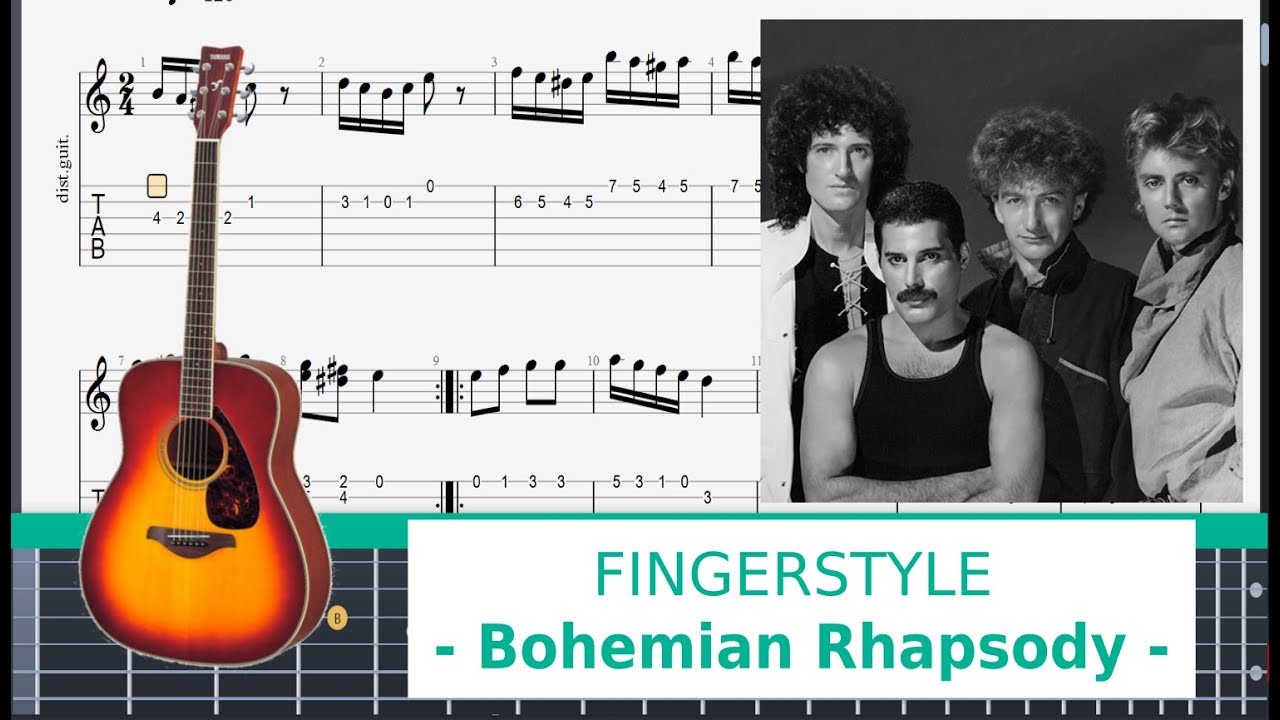 Queen - Bohemian Rhapsody | Guitar Tab | Fingerstyle Tutorial | Gitar ...