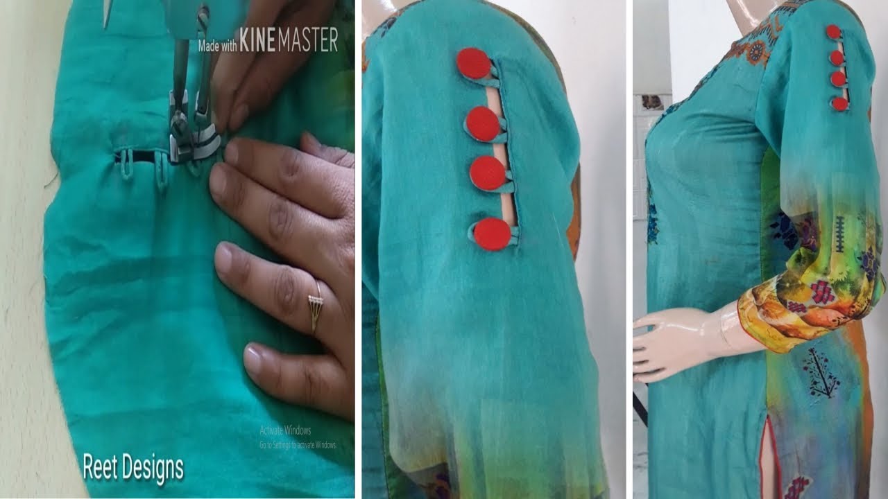Sleeves Design Making with Loops and Buttons in Simple Steps || How to ...