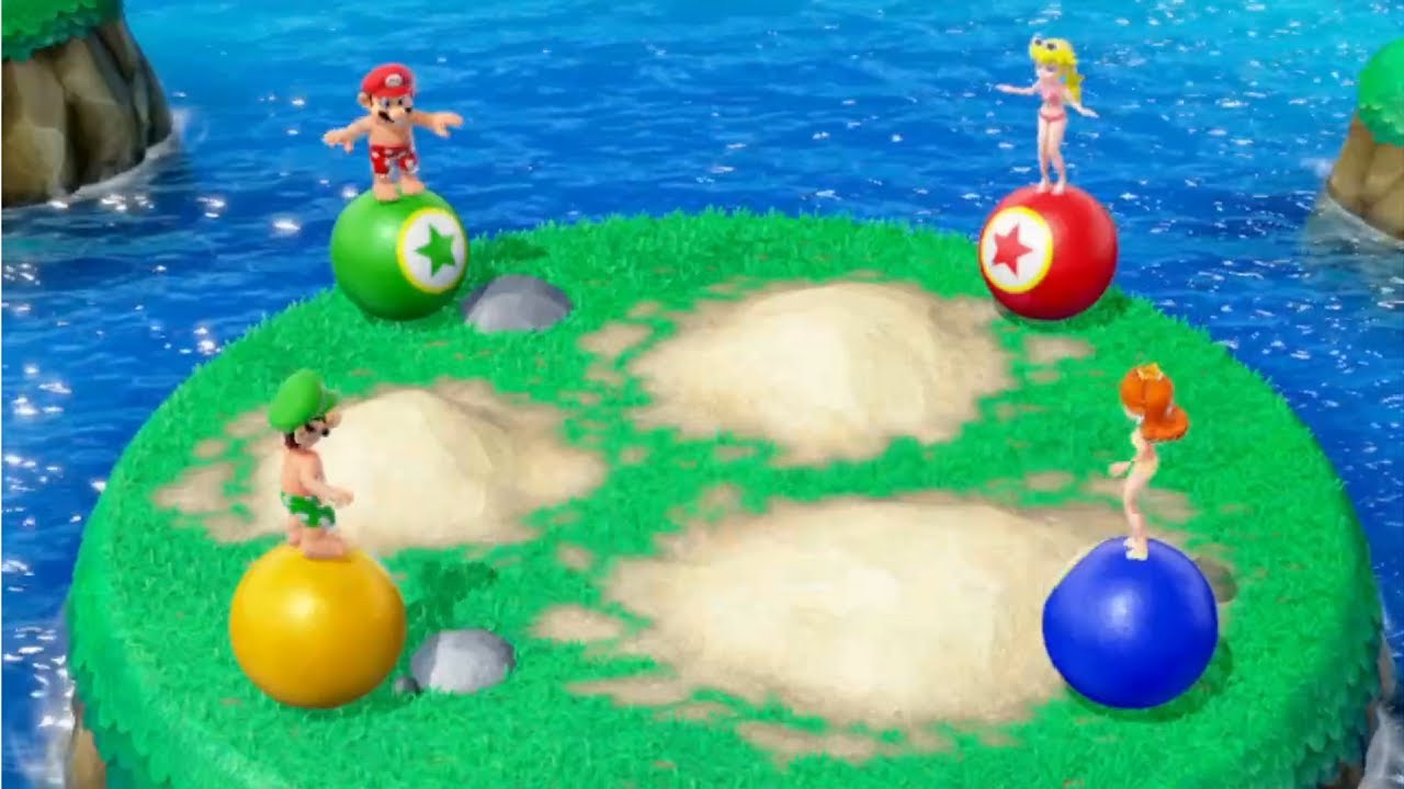 Mario Party Superstars - Beach Party Minigames - Peach Daisy Mario ...