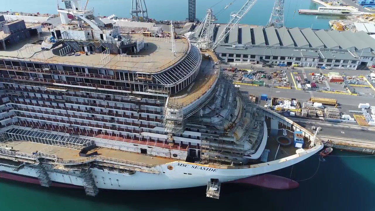 SPECTACULAR MSC SEASIDE UNDER CONSTRUCTION - YouTube