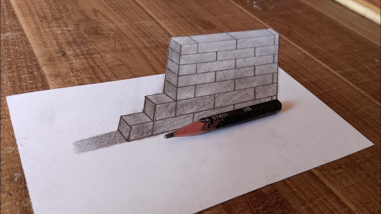 Easy Draw!How to draw a wall on paper 3D art for beginners|Drawing ...