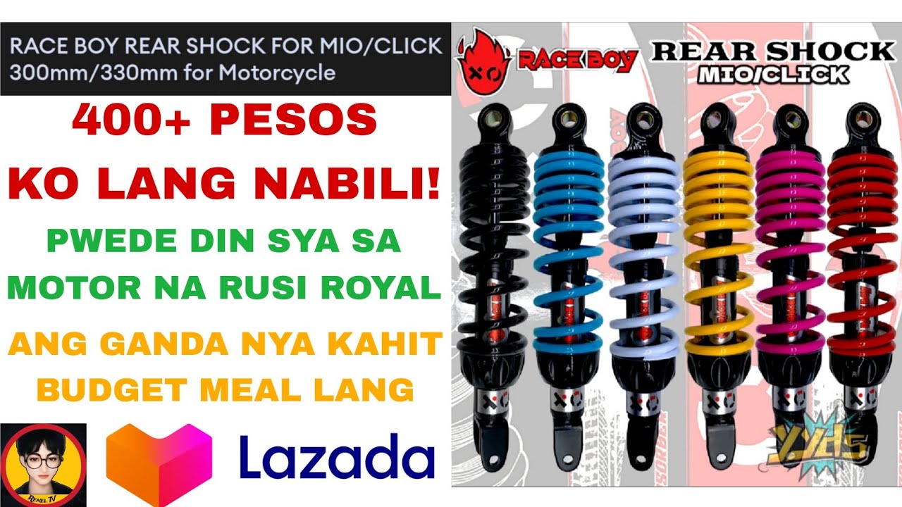 400+ PESOS REAR SHOCK RACE BOY FOR MIO/CLICK/RUSI ROYAL/GY6 MOTORCYCLE ...