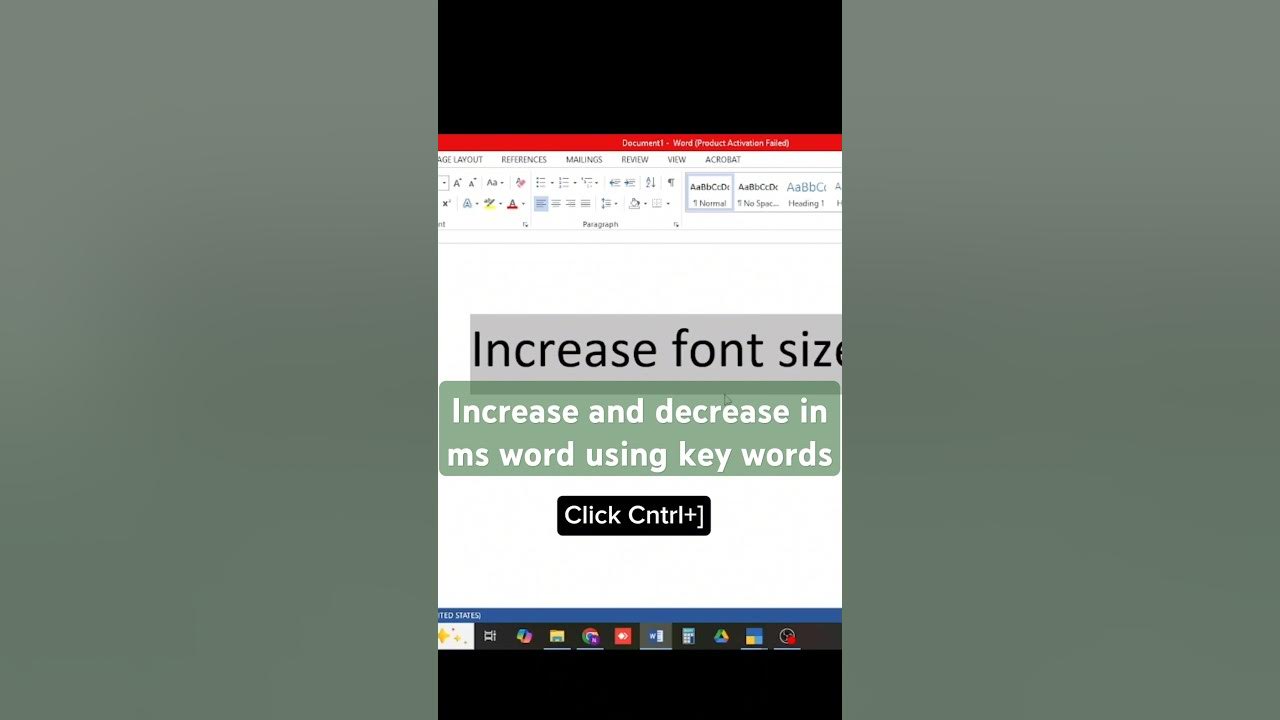 How To Increase & Decrease Font Size Using Key words In MS WORD - YouTube