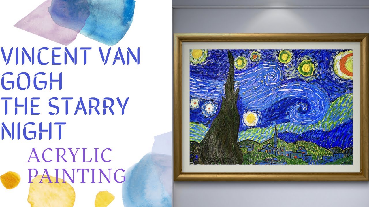 Painting the starry night with acrylic painting Step by step for ...
