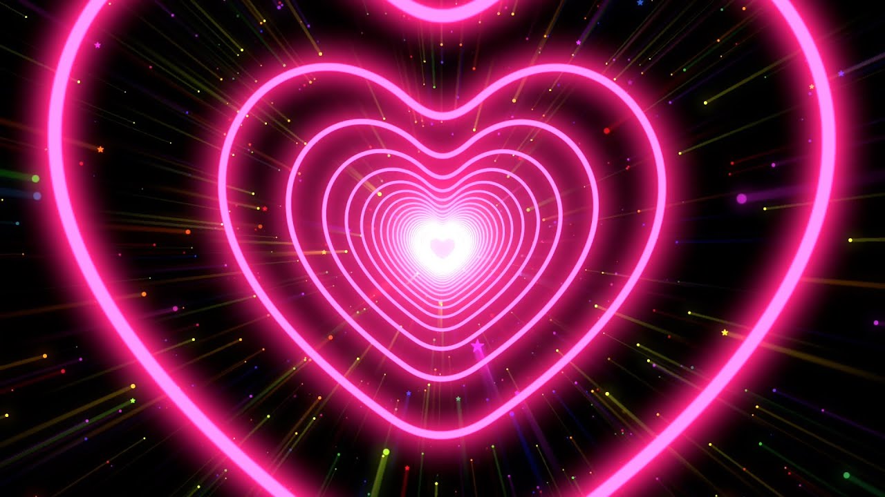 Neon Heart Tunnel💖Pink Heart Background | New Background Video Effects ...