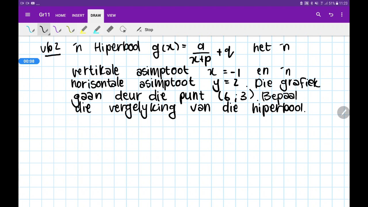 (Gr 11) Bepaal die vergelyking van die hiperbool 2 - YouTube