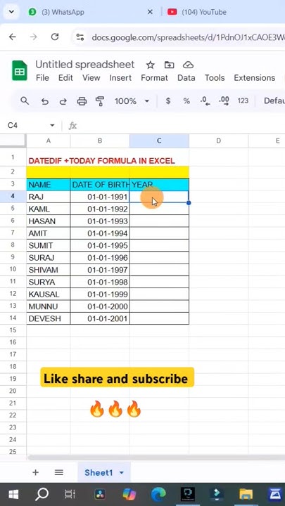 DATEDIF Today Formula in Excel#excel #exceltips #exceltricks #exceltips #exceltricks # ...