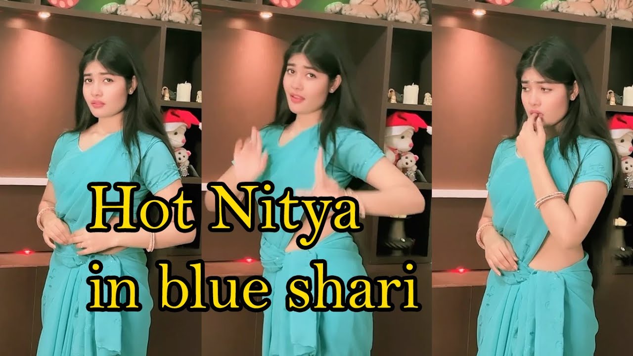 Nitya in blue shari - YouTube