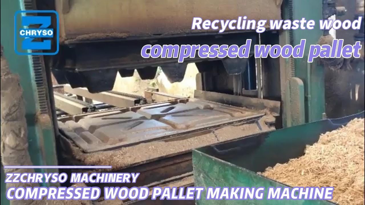 high strength compressed wood pallet making machine - YouTube