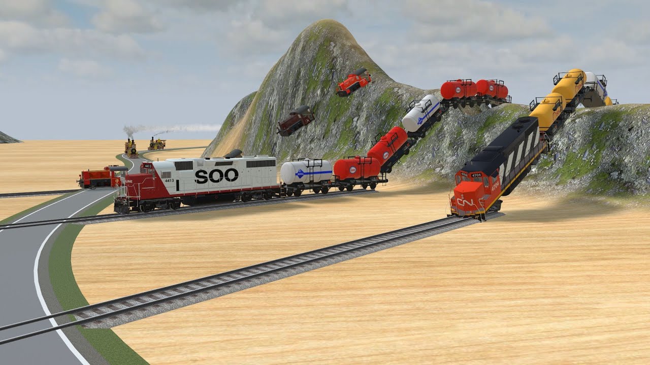 The excitement of a train passing through steep cliffs - YouTube