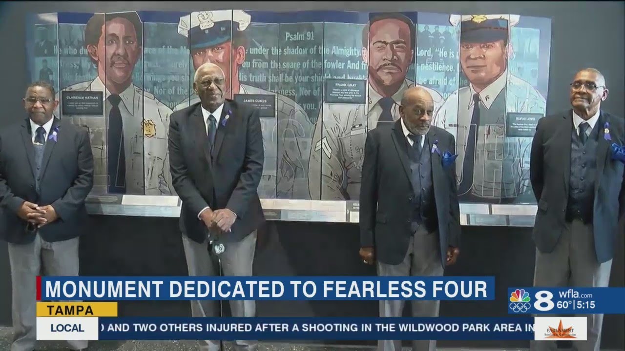 'Fearless Four' Tampa Police Officers Honored with Monument - YouTube