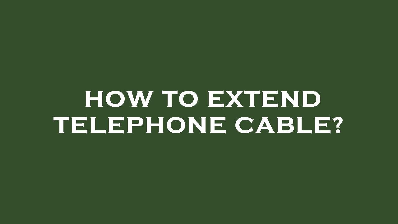 How to extend telephone cable? - YouTube