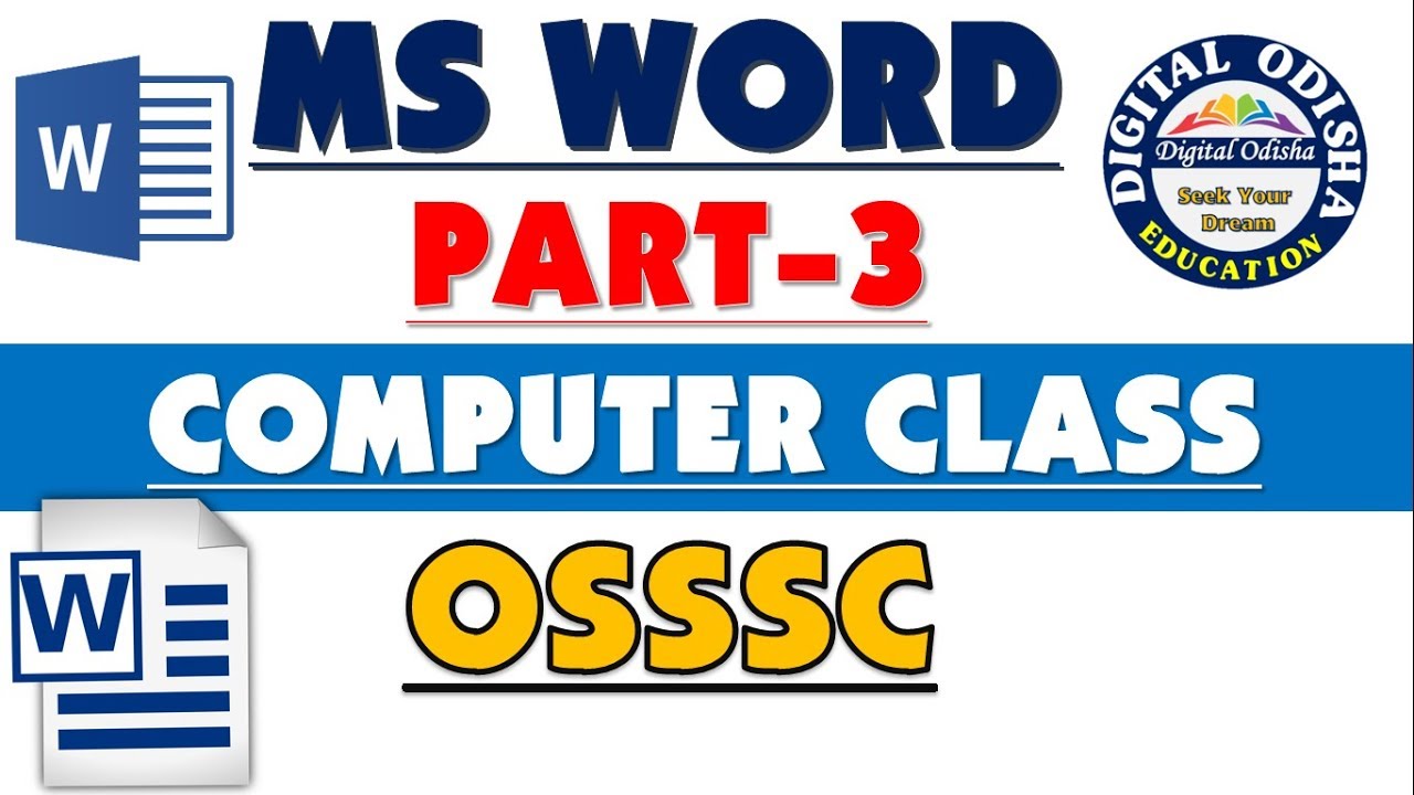 Microsoft word class -3 || microsoft word class for osssc || design ...
