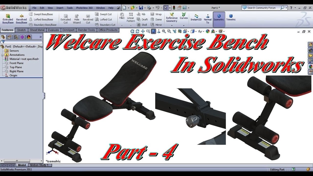 Welcare exercise bench in solidworks / exercise bench modeling in ...