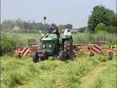 Ford 4610 PZ186cm maaier Deutz 4006 met Niemeyer schudder, Bart Wido hooien juni 2016 - YouTube