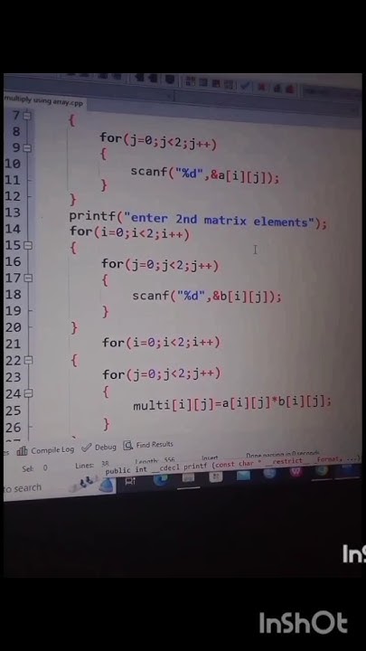 c program to find multiply of 2*2 matrix using 2d array 🤯🤯#viral #programming #coding - YouTube