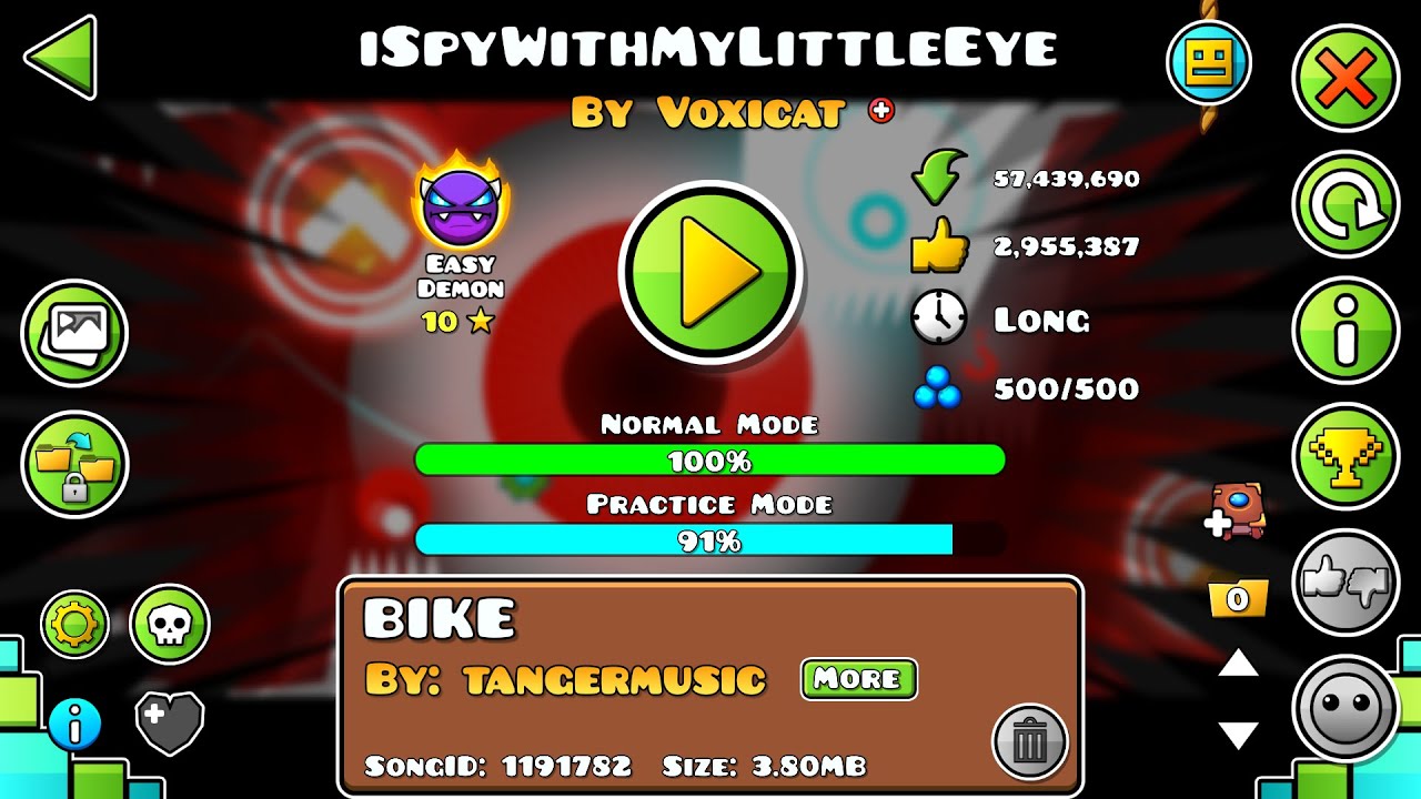 iSpyWithMyLittleEye by Voxicat (easy demon) geometry dash - YouTube