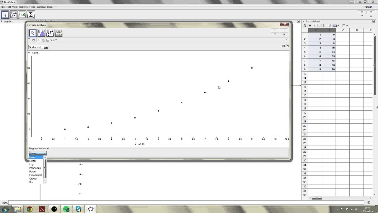 Regresjon i GeoGebra - YouTube