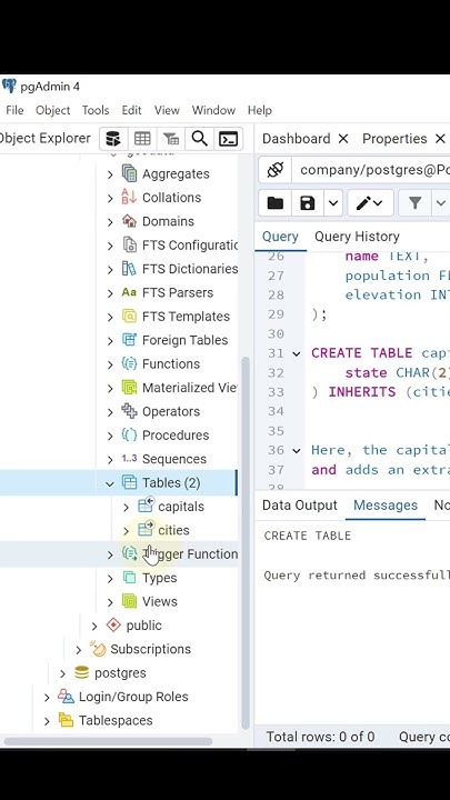 How To Verify Inheritance Tables In Postgresql Using Pgadmin Best Postgresql Tutorial Shorts