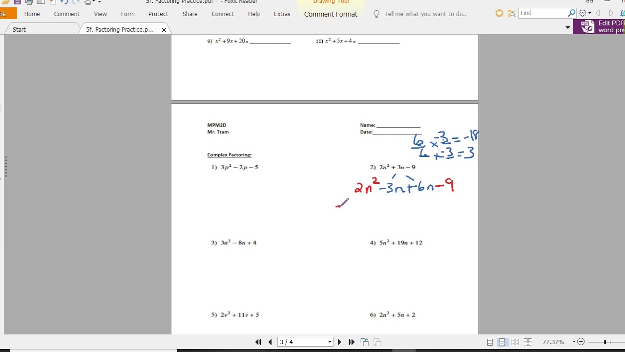 5f Question 2 Complex factoring - YouTube