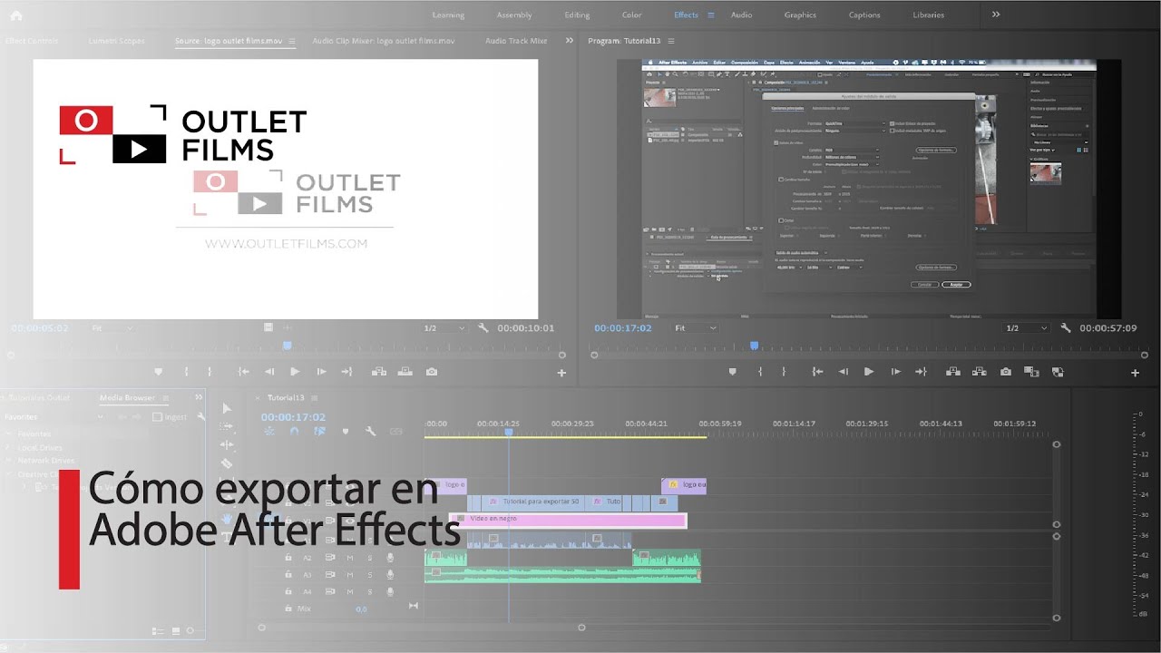 TUTORIAL CÓMO EXPORTAR EN ADOBE AFTER EFFECTS - YouTube