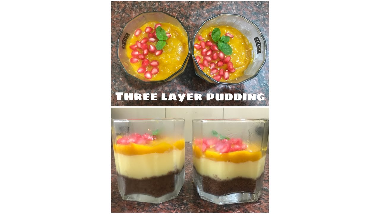How to make three layer pudding/Eggless three layer pudding simple and ...