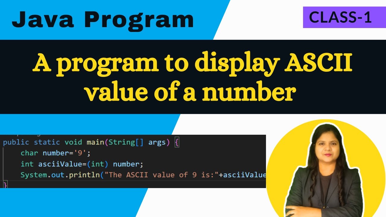 Program to display ASCII value of a number| Class-1| Java Program ...