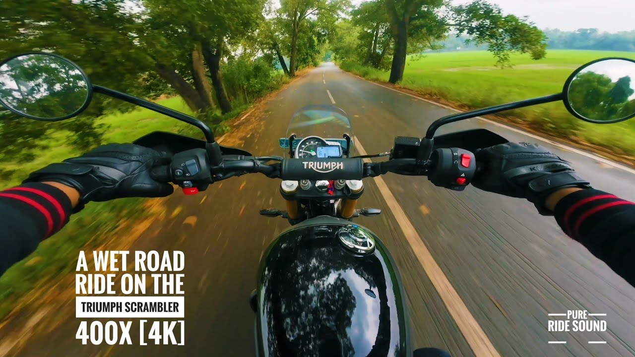 A Wet Road Ride on the Triumph Scrambler | 4K POV | Pure ride sound ...