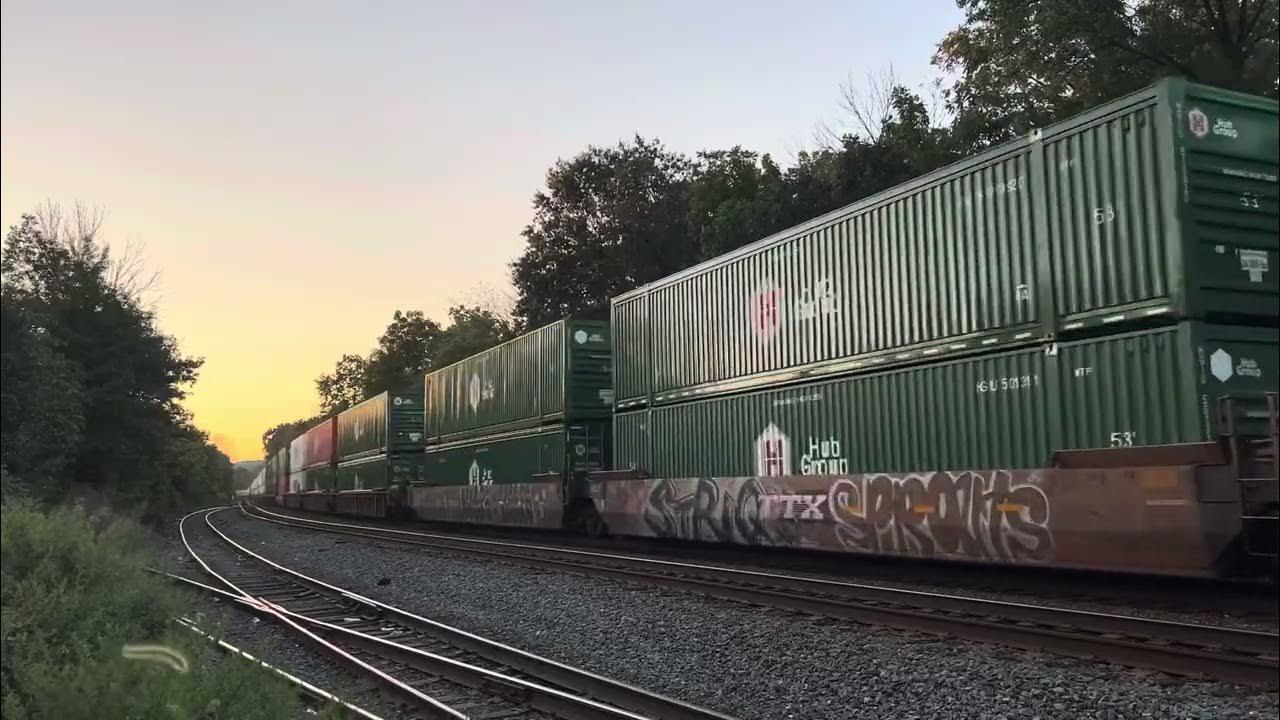 NS 8177 ES44AC Leads NS I8X with a nice NC P5 Horn through Piscataway - YouTube