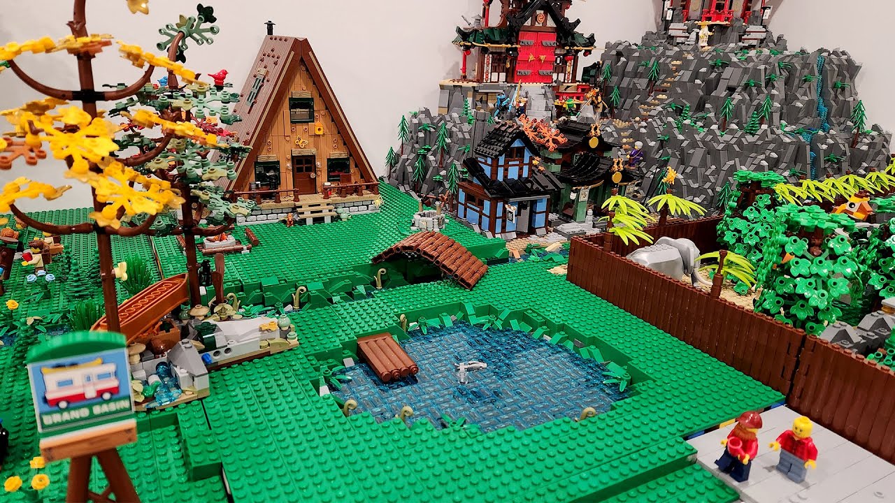 LEGO City A-Frame Cabin Integration & Raised Train Operational - YouTube
