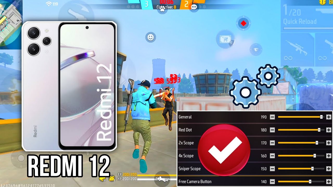 Redmi 12 free fire sensitivity setting ⚙️ | Redmi 12 free fire headshot ...
