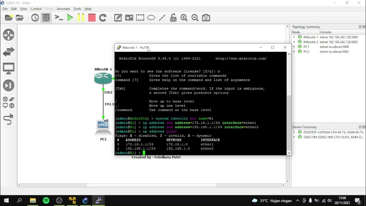 Configuration Simple Static Routing With 2 Router Via Gns3 Youtube